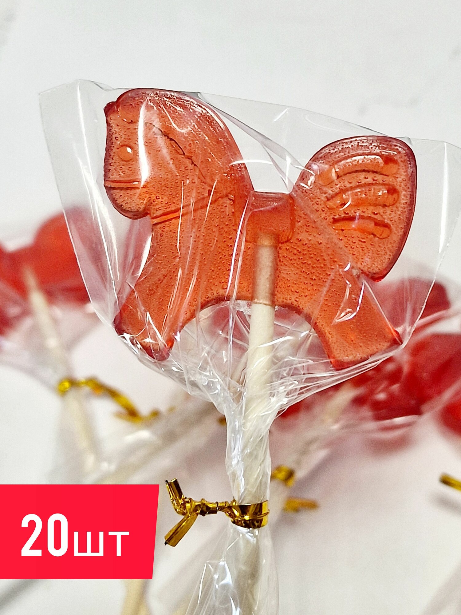 Карамель леденцовая на палочке "Красная лошадка" 12г. 20 шт.