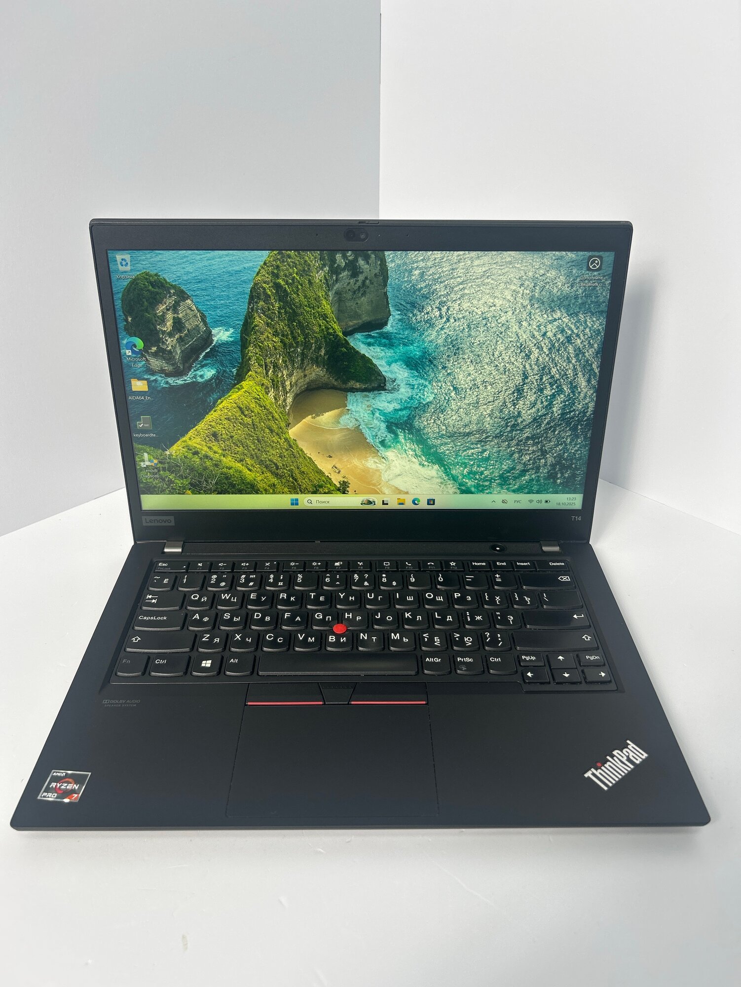 Ноутбук Lenovo ThinkPad T14 Gen 1 (20UES4QC00) 14"/AMD Ryzen 7 Pro 4750U/RAM 16GB/SSD 512GB/AMD Radeon Graphics/1920*1080/IPS/Windows 11/Подсветка кл-ры: НЕТ/Чёрный. Состояние: B1
