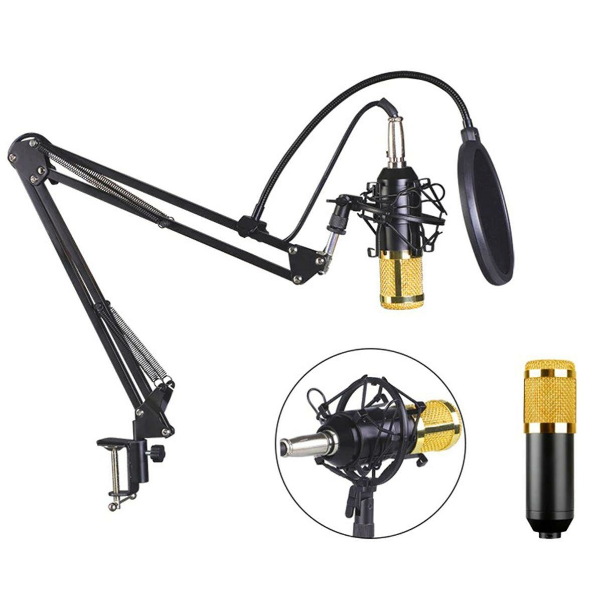 Комплект конденсаторного микрофона BM800 с регулируемым ножничным подвесом микрофона, креплением в виде ножницы и двухсл