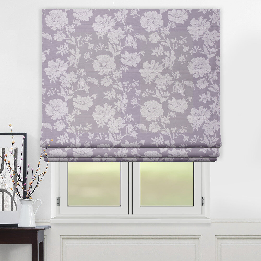 Римская штора OLEXDECO "Пионы" Пыльная роза 70х170 см, с кордовым карнизом