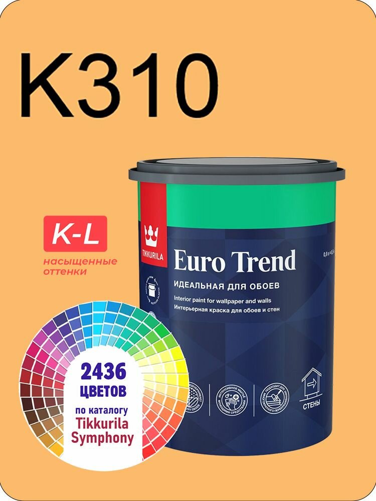 Краска для обоев Tikkurila Euro Trend 0,9л. насыщенные оттенки K310