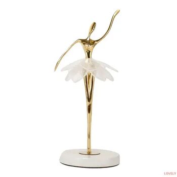 Статуэтка Балерина из латуни с горным хрусталем и мрамором (Декор для интерьера)