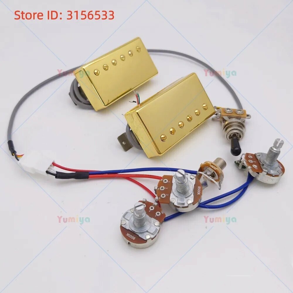 Звукосниматели Gibson '57 Classic '57 Classic Plus Комплект из 4-х проводников, Alnico 2 звукоснимателя Humbucker, Накладка на бридж/гриф Золотая с набором жгутов проводов Аксессуары для гитары