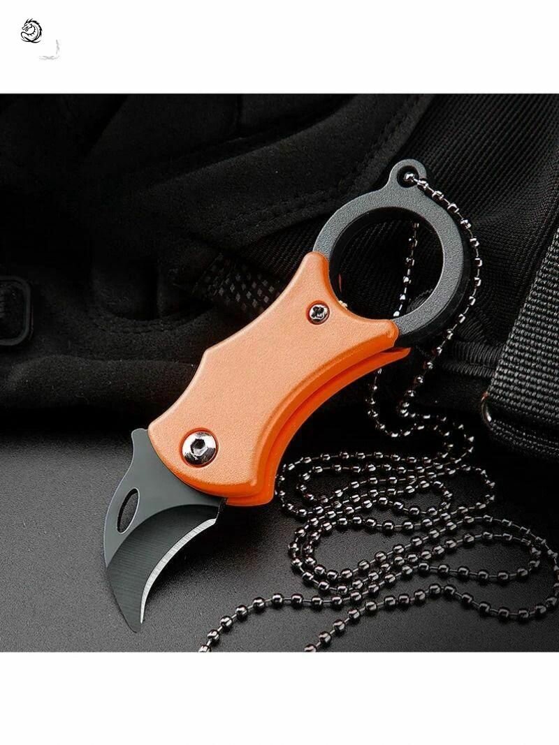 Складной нож-брелок с крюком и цепочкой для ключей: туристический многофункциональный инструмент