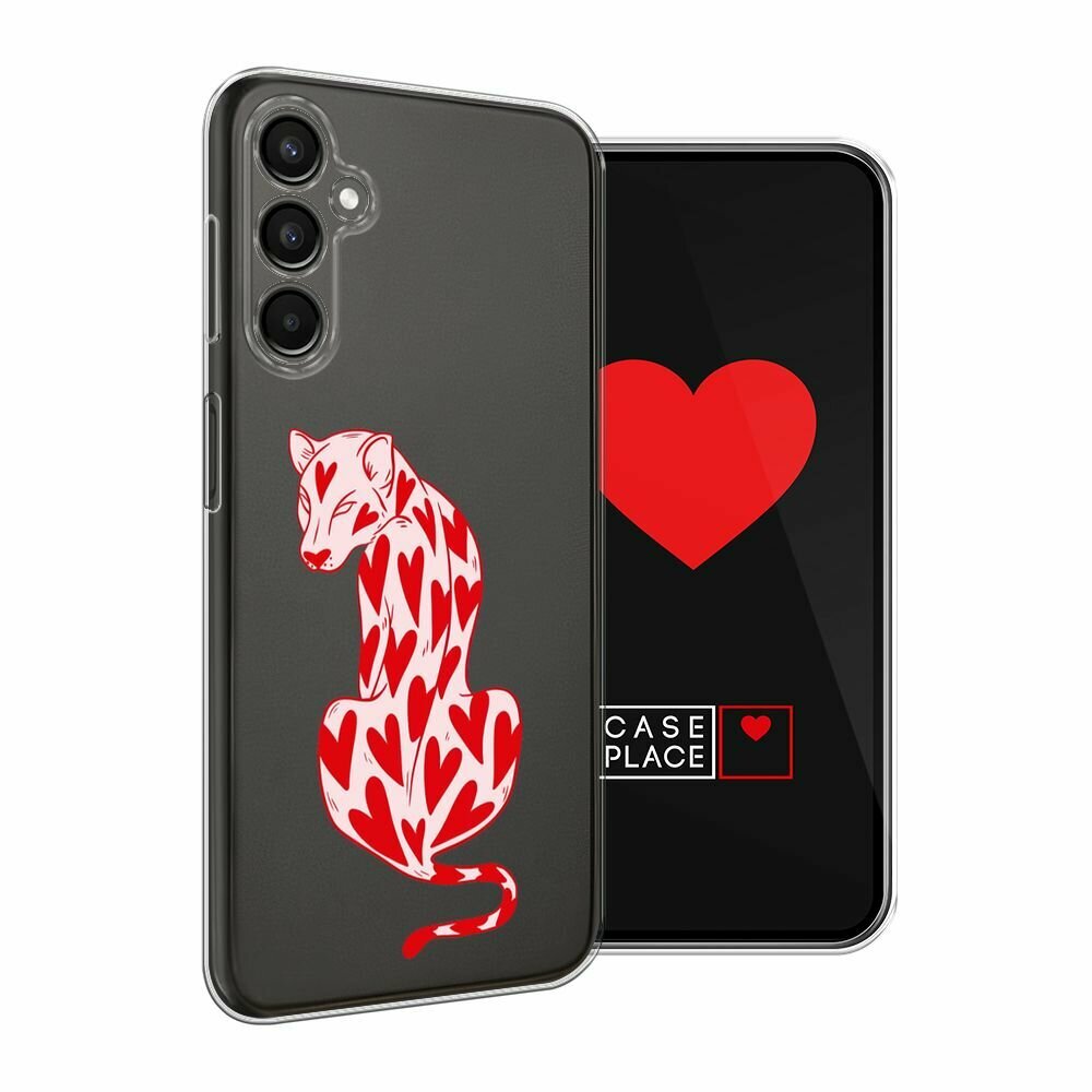 Чехол на Samsung Galaxy A24 / Самсунг Галакси A24 с принтом "Heart panther 2 - 14 февраля", прозрачный — фото 1