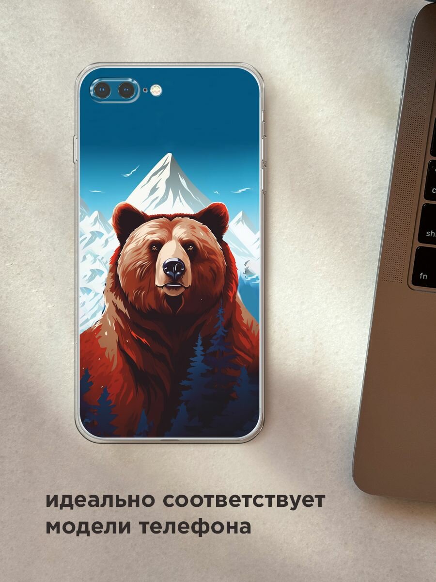 Чехол на Apple iPhone 7 Plus / Айфон 7 Плюс с принтом "Горный медведь - 23 февраля" — фото 1