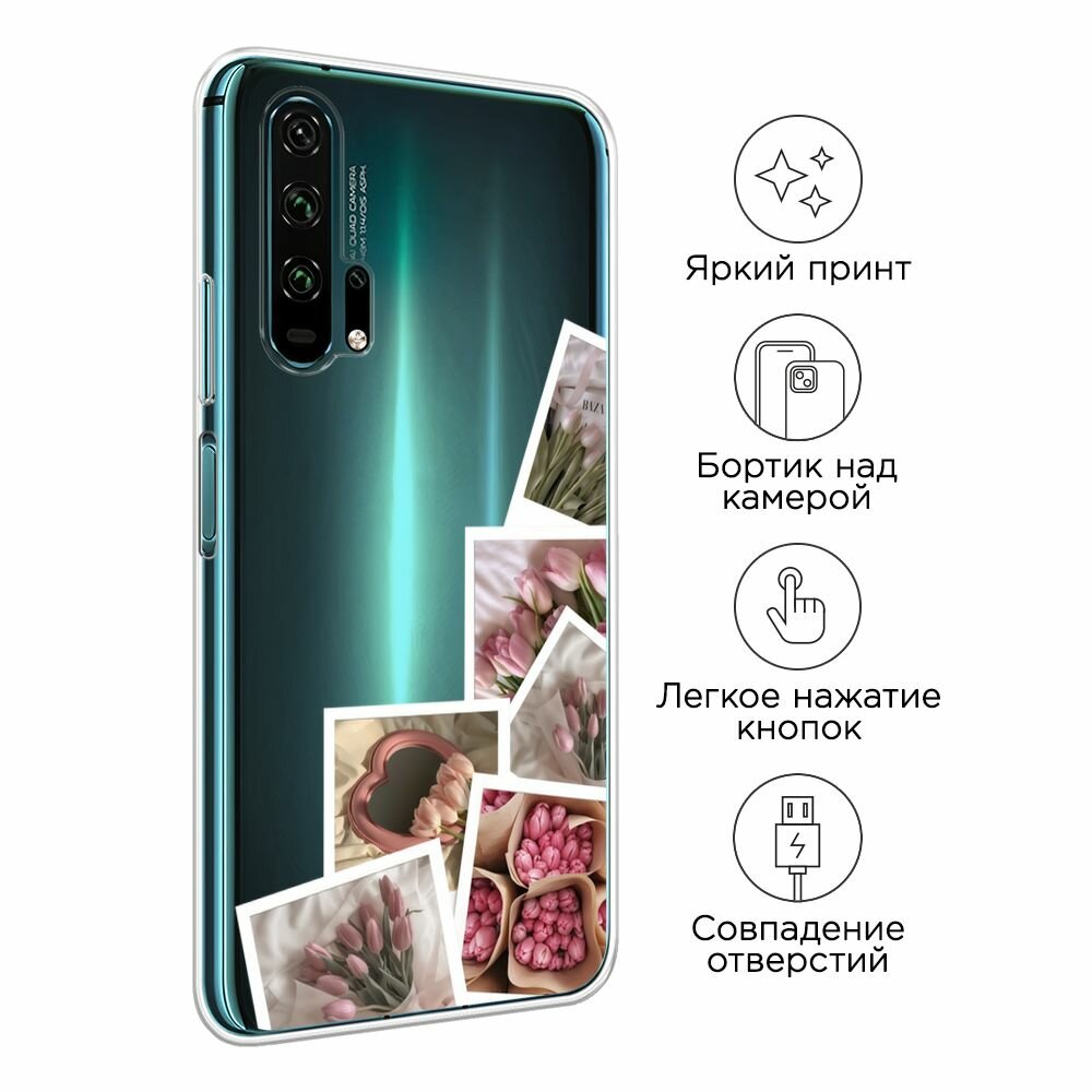 Чехол на Honor 20 Pro / Хонор 20 Про с принтом "Весенние фото - 8 марта", прозрачный — фото 1