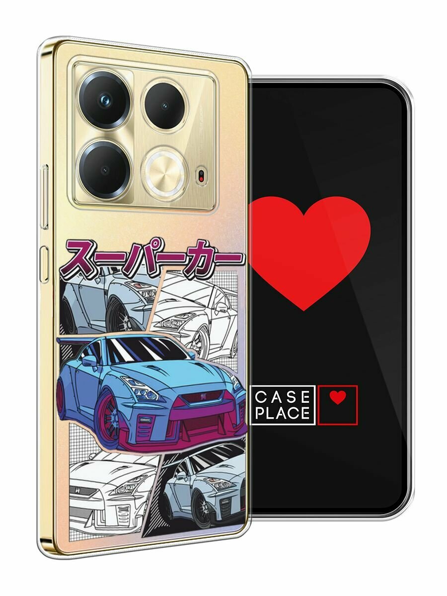 Чехол на Infinix Note 40 / Инфиникс Нот 40 с принтом "JDM коллаж", прозрачный — фото 1