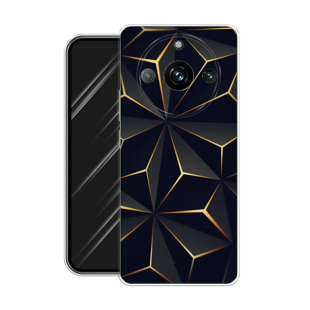 Чехол на Realme 11 Pro / Реалми 11 Про с принтом "Черные полигоны" — фото 1