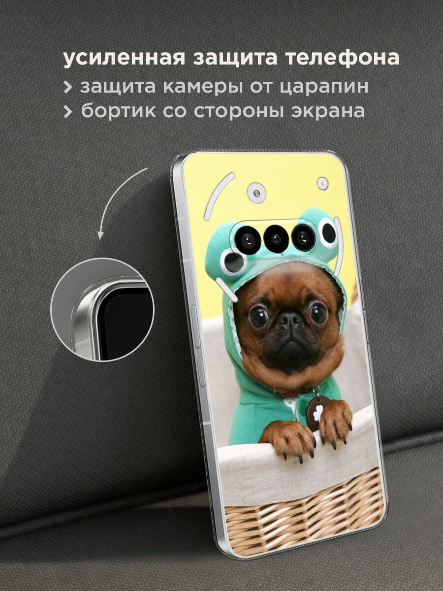 Чехол на Nothing Phone 3a / Нотинг Фон 3а с принтом "Собачка в шапке лягушки" — фото 1