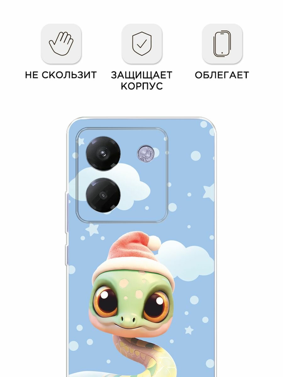 Чехол на Poco M7 Pro / Поко М7 Про с принтом Зимняя змейка 1 — фото 1