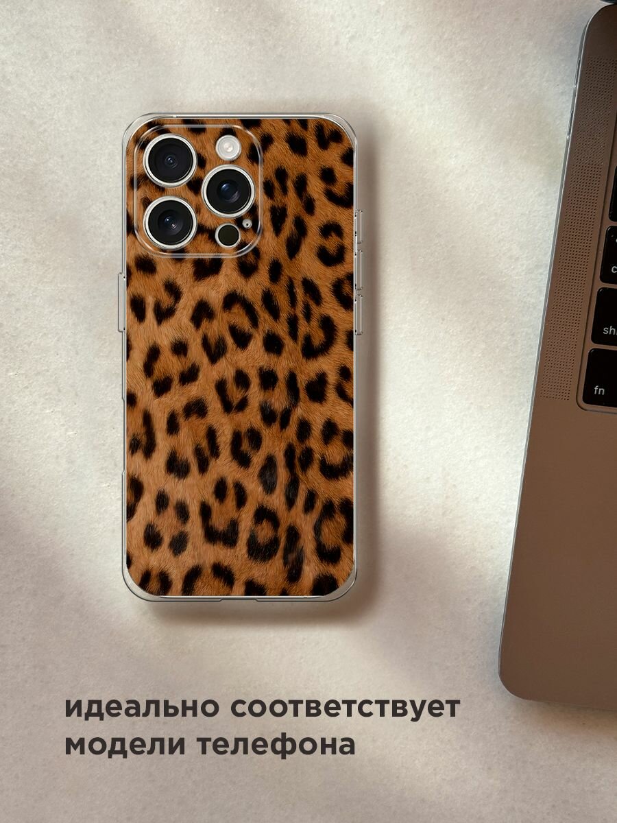 Чехол на Apple iPhone 16 Pro / Айфон 16 Про с принтом "Мех леопарда" — фото 1