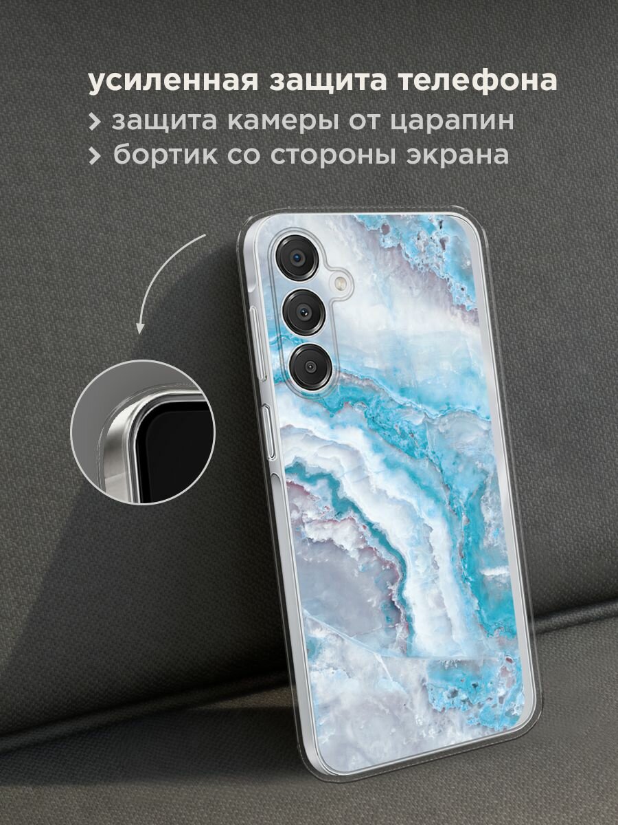 Чехол на Samsung Galaxy A16 / Самсунг А16 с принтом "Нежно-голубой мрамор" — фото 1