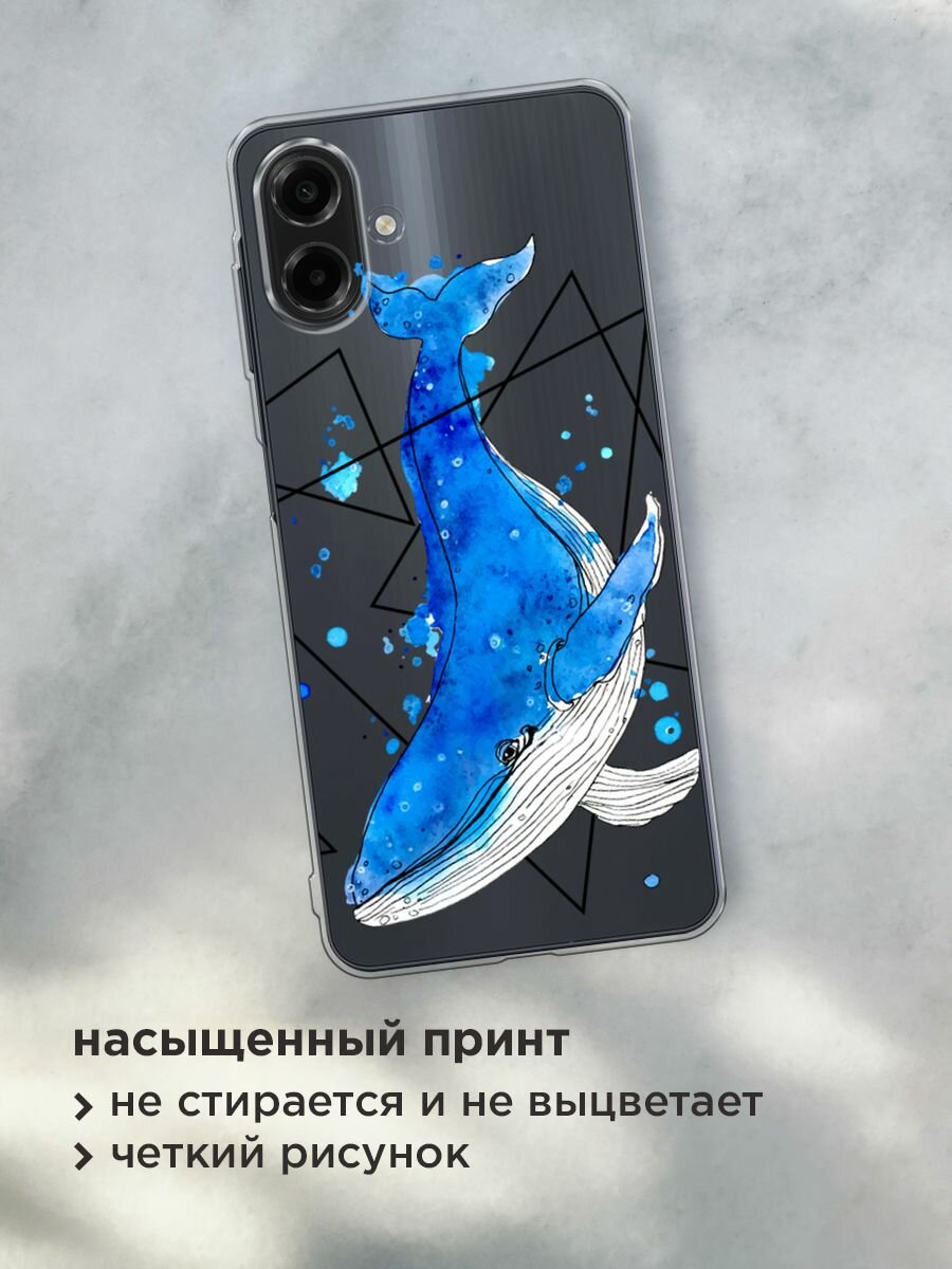 Чехол на Samsung Galaxy A07/A08 / Самсунг А07/А08 с принтом "Кит графика", прозрачный — фото 1