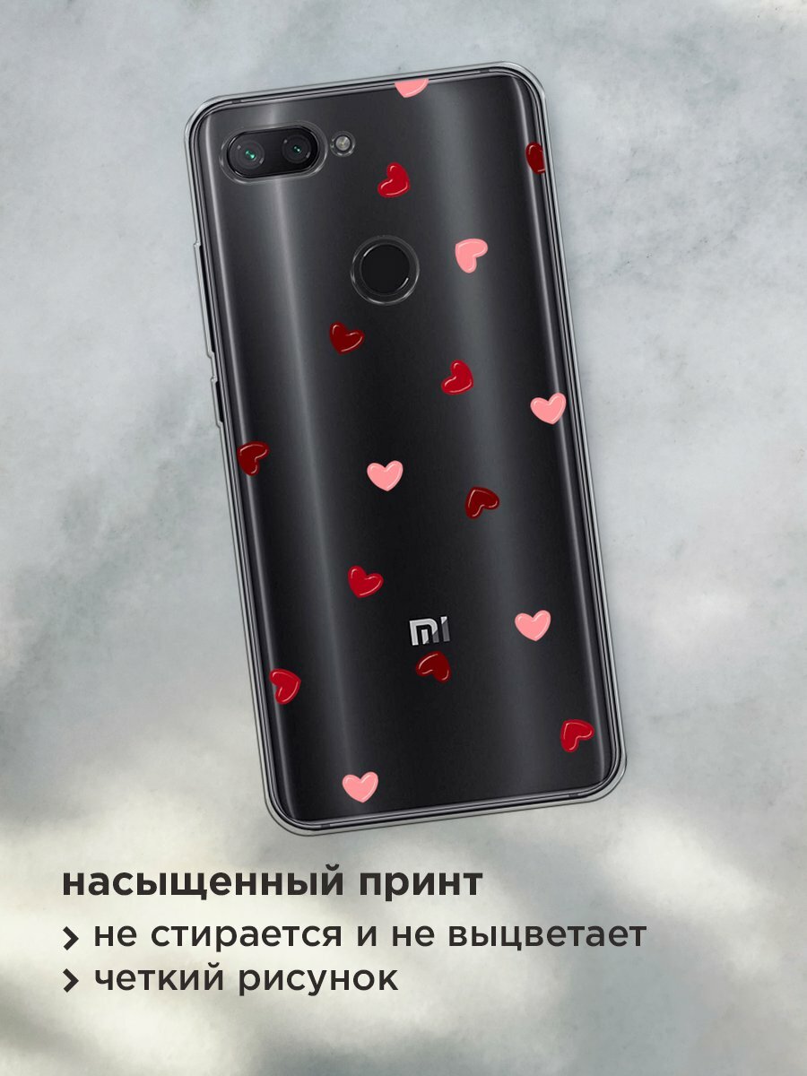 Чехол на Xiaomi Mi 8 Lite (Youth Edition) / Сяоми Ми 8 Лайт (Юс Эдишн) с принтом "Бордовые сердечки 2" — фото 1
