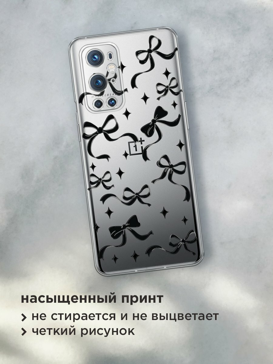 Чехол на OnePlus 9 Pro / ВанПлас 9 Про с принтом "Милые чёрные бантики 4" — фото 1
