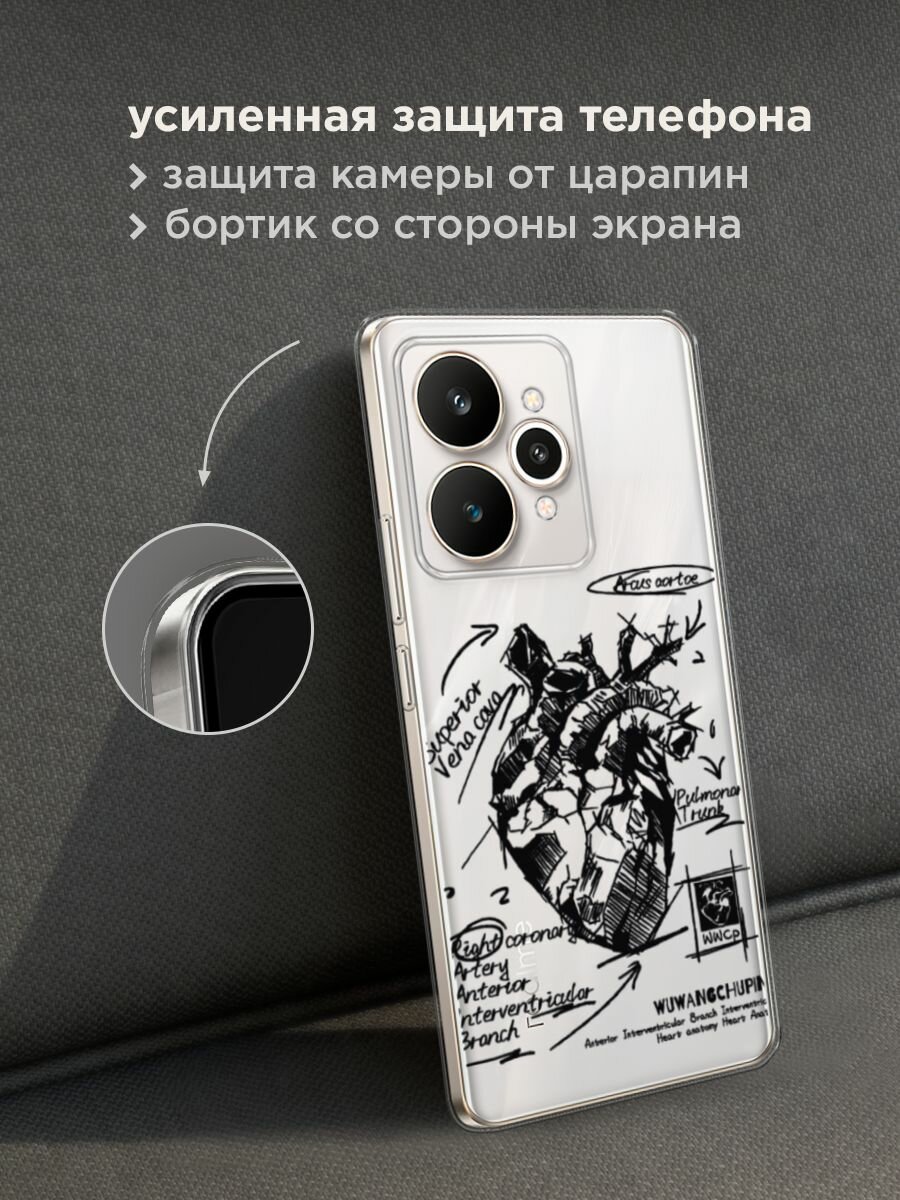 Чехол на Realme 15 / Реалми 15 с принтом "Анатомическое сердце 2", прозрачный — фото 1