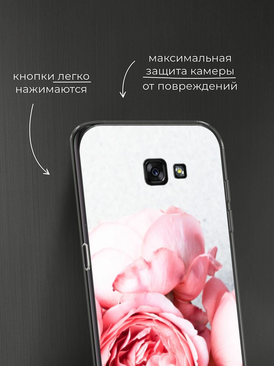 Чехол на Samsung Galaxy A7 2017 / Самсунг Галакси А7 2017 с принтом "Пионы на белом" — фото 1