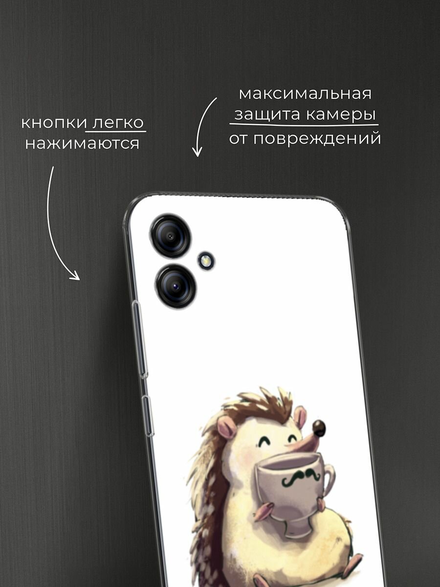 Чехол на Samsung Galaxy A04e / Самсунг A04e с принтом "Еж кофеман" — фото 1