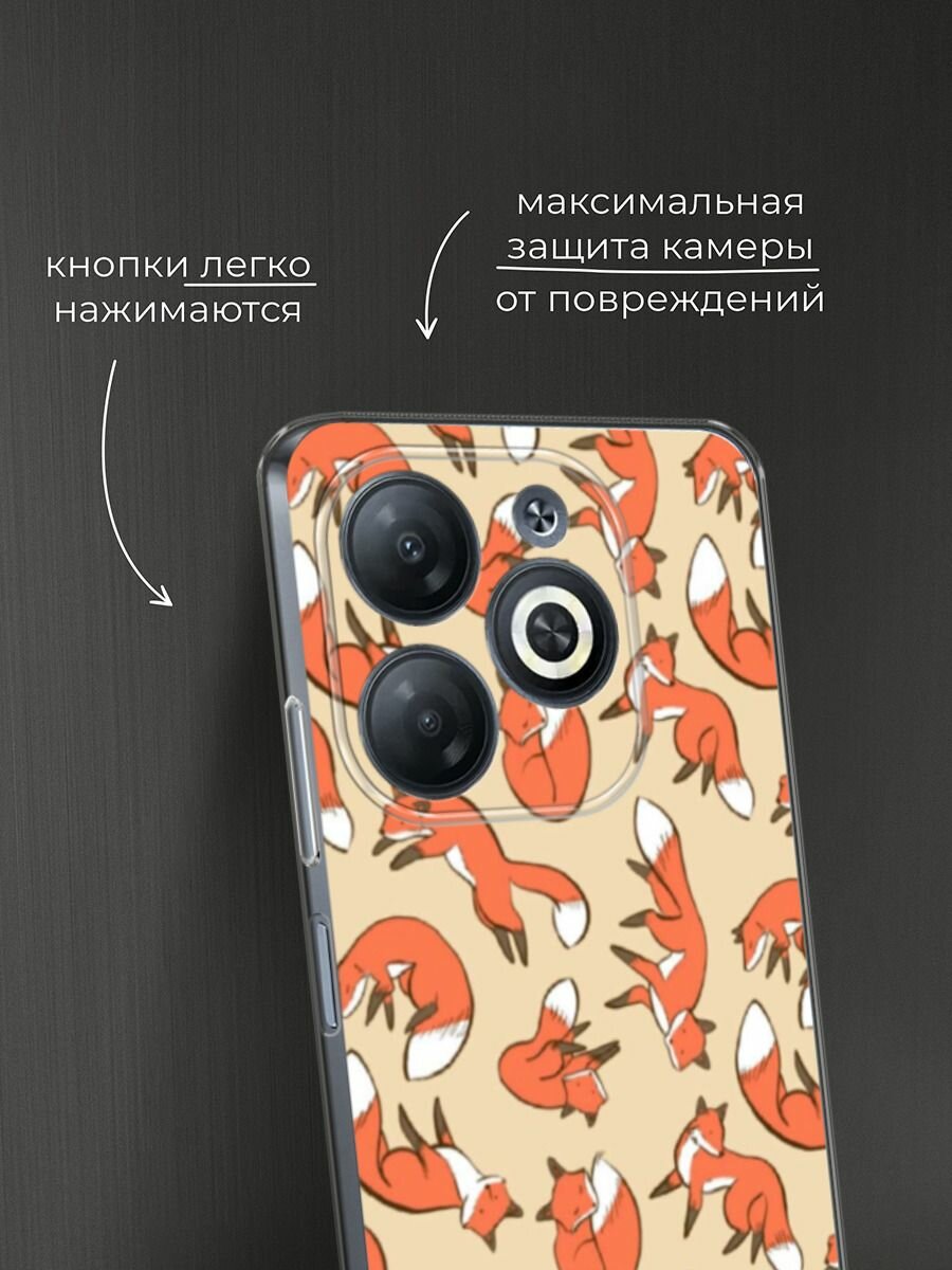 Чехол на Infinix Smart 8/8 HD/HOT 40i / Инфиникс Смарт 8/8 HD/HOT 40i с принтом "Лисички фон" — фото 1