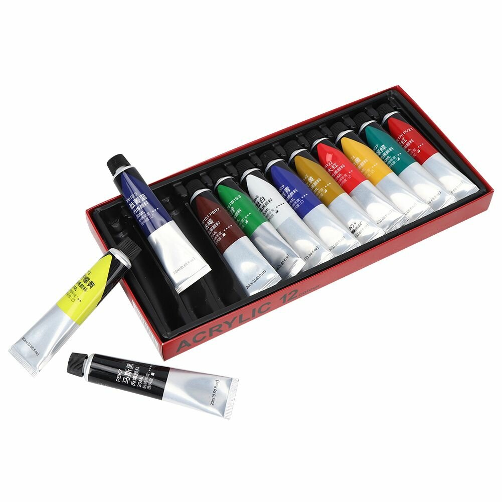Набор акриловых красок 12 цветов (тюбики 12 мл) для ручной росписи стен и художественного рисования