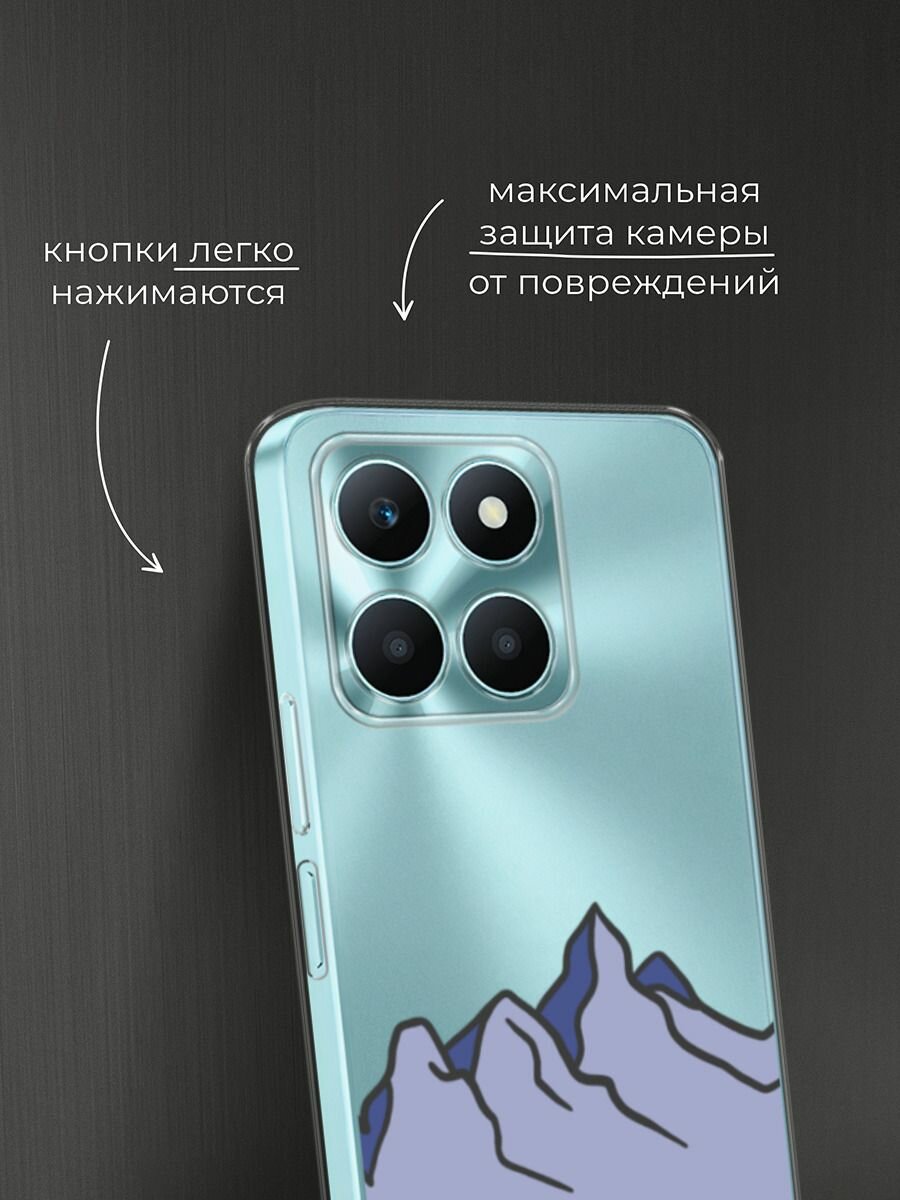 Силиконовый чехол на Honor X6A / Хонор X6A с принтом "Гора", прозрачный — фото 1