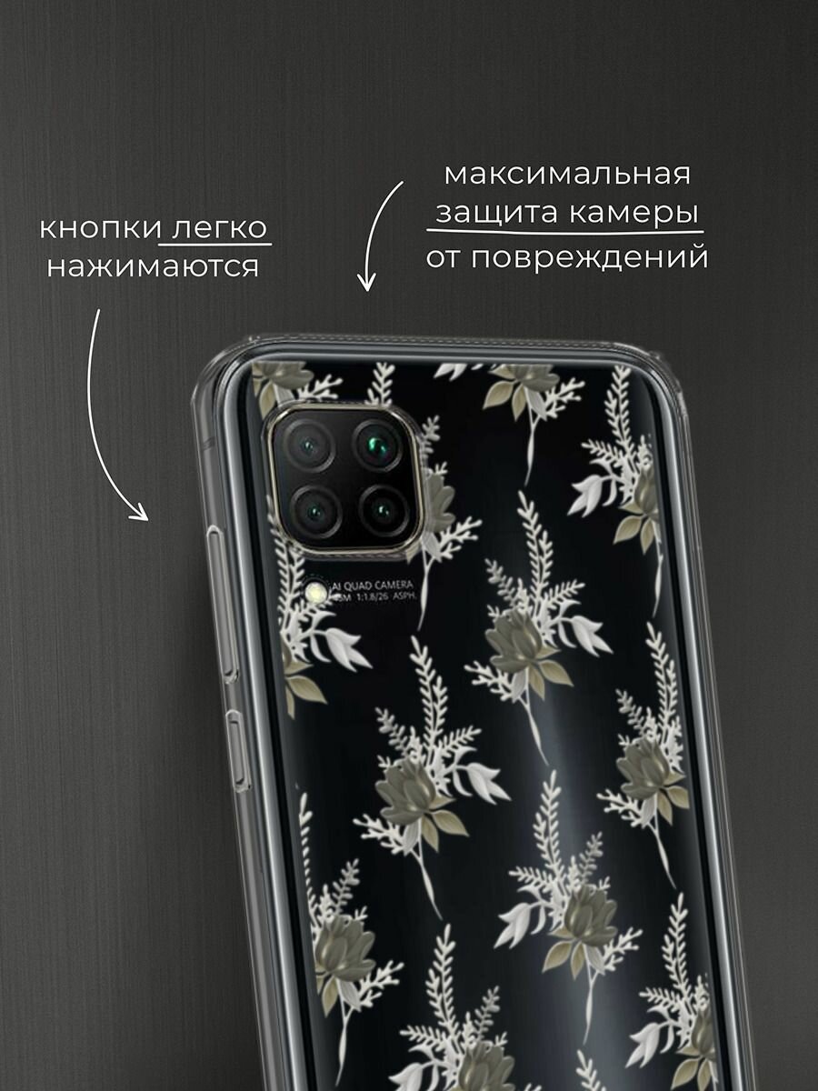 Чехол на Хонор 30S/Хуавей P40 Lite 5G/Нова 7 SE с принтом "Паттерн цветы сепия" — фото 1