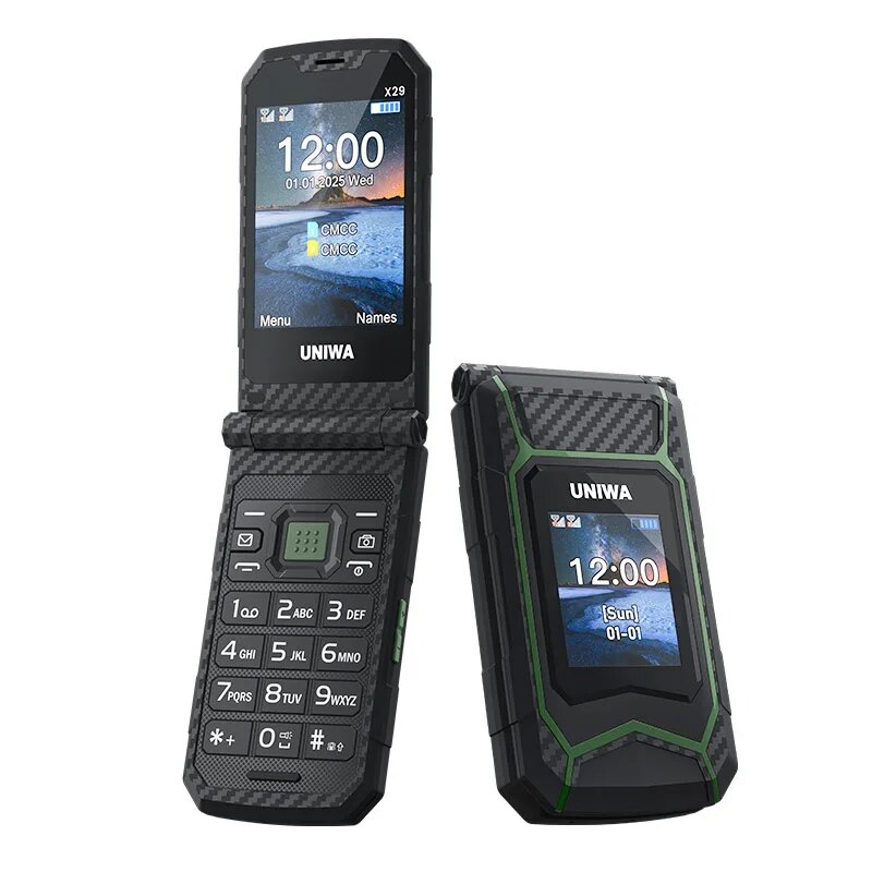 Новый UNIWA X29 2G Русский язык Клавиатура Телефон Большая кнопка Старший флип-мобильный телефон GSM Dual Sim FM Мобильный телефон-раскладушка