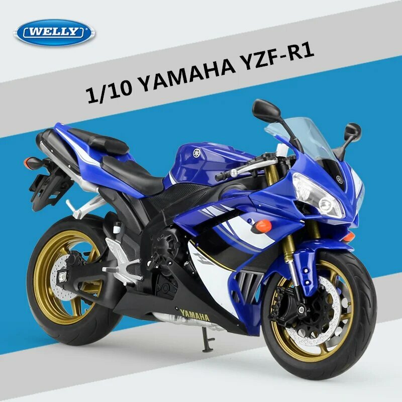 WELLY 1:10 YAMAHA YZF-R1 модель гоночного мотоцикла из сплава, литая под давлением металлическая уличная спортивная модель мотоцикла, имитация детской игрушки в подарок, With foam box