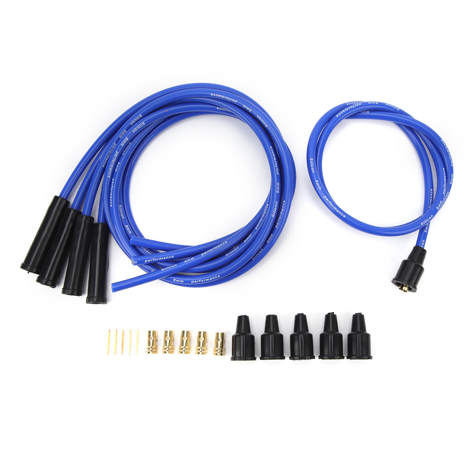 8 мм провод свечи зажигания длиной 1 м, высокоэффективный стабильный комплект проводов свечи зажигания для 4-цилиндровых классических автомобилей, синий