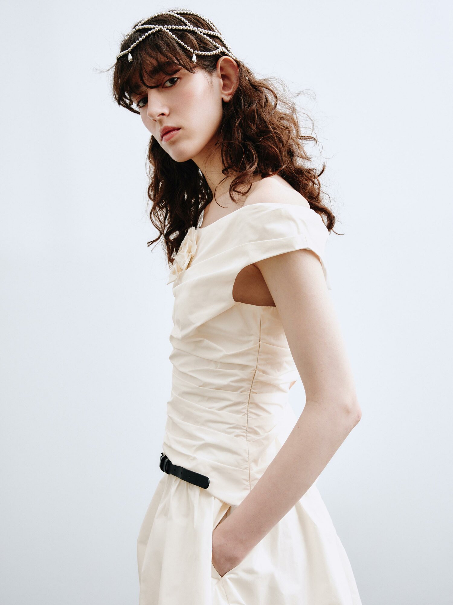 Украшение SELA "Young", для головы, со стразами, пластиковое, серебристое