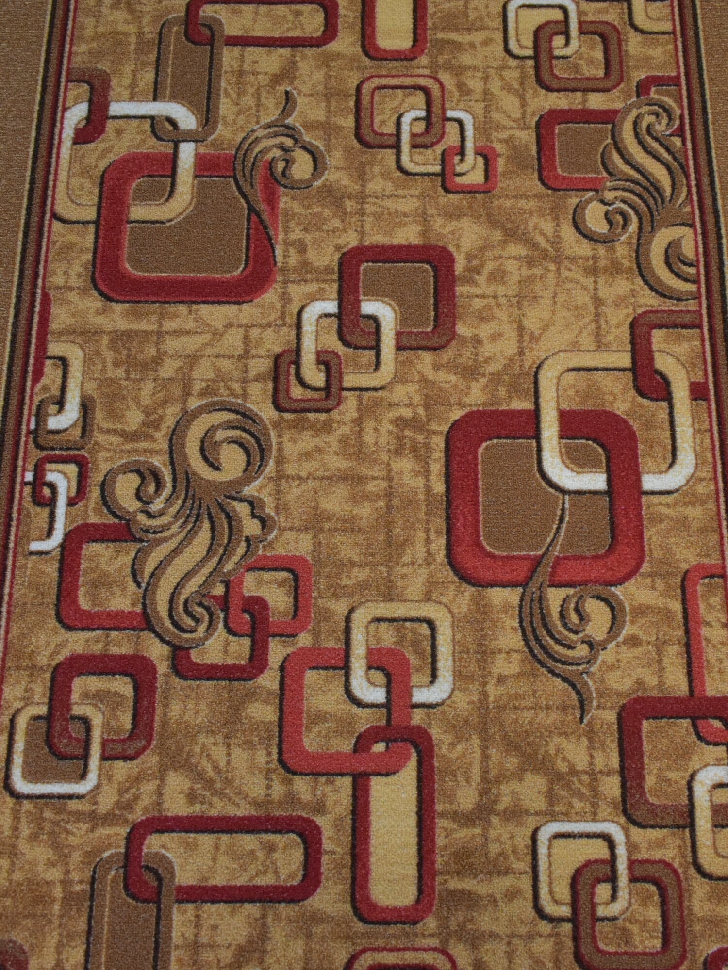 Ковровая дорожка на войлоке, Витебские ковры, с печатным рисунком, 1594-45, бежево-красная, 1*3.5 м