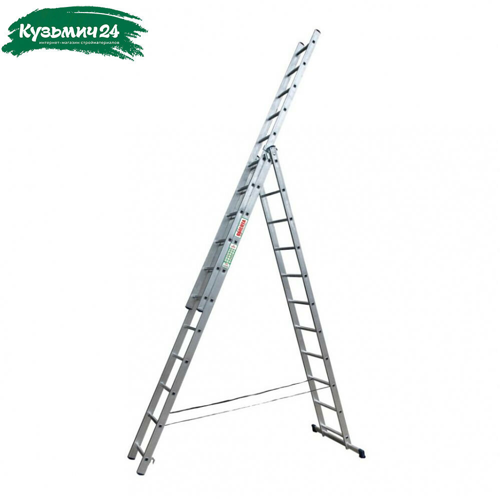 Лестница-стремянка Высота VL3-10, 10 ступеней, 3 секции, алюминиевая, нагрузка до 150 кг, 1 шт.
