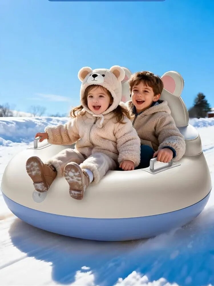 Тюбинг "Маленький белый медвежонок", диаметр 87см, усиленный, безопасный, с высокой спинкой