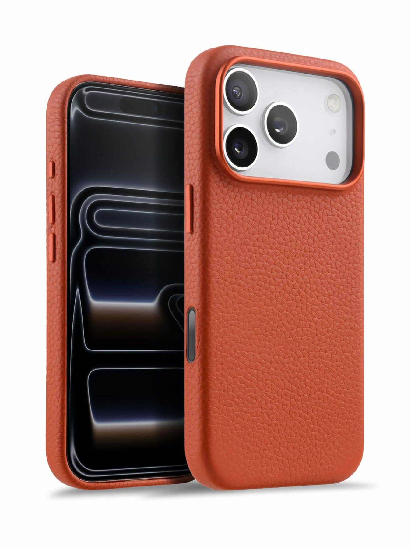Кожаный чехол накладка с Magsafe Regal SC для iPhone 17 Pro Max, оранжевый