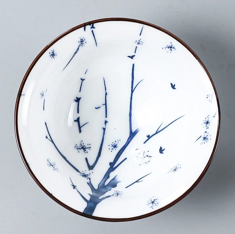 Сине-белая фарфоровая чайная чашка, китайская чайная чаша кунг-фу для Пуэра, A38 8.5X3.5cm 60ml