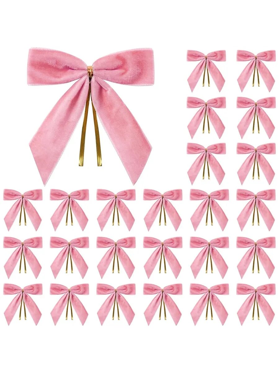 Набор из 24 бархатных бантиков с закрученными концами