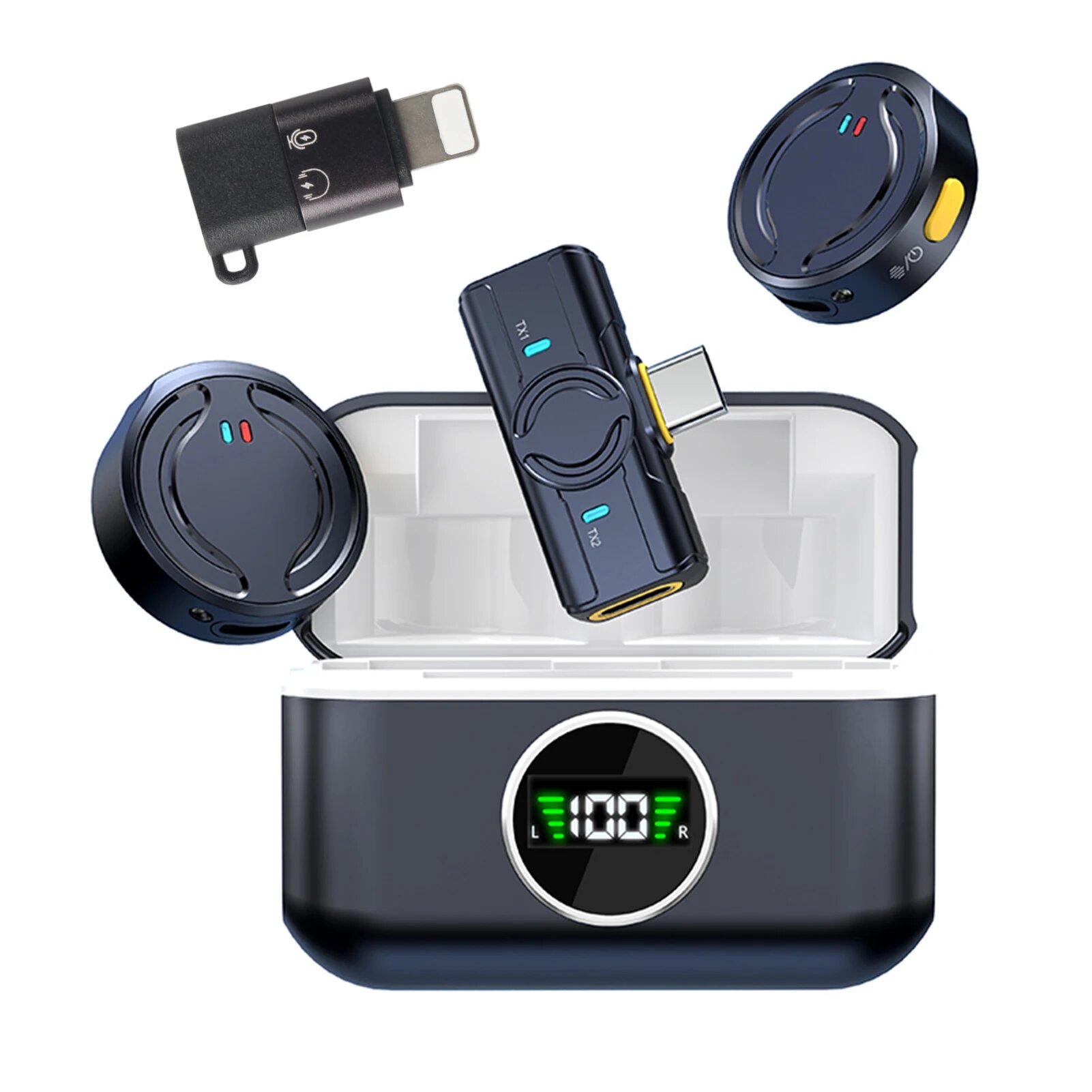 Q81 Беспроводной петличный микрофон Портативный кнопочный микрофон типа C с магнитным задним зажимом Шумоподавление Радиомикрофон