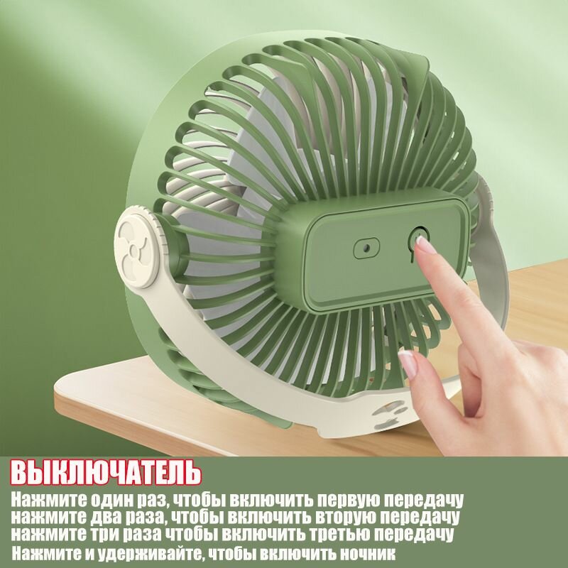 USB-вентилятор настольный и подвесной, с 3 скоростями, для дома и путешествий
