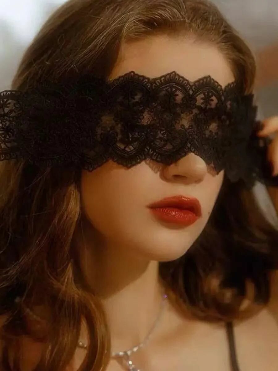 Карнавальная эротическая маска для глаз сексуальная кружевная для сна и релаксации, секса, ролевых игр, черная на завязках