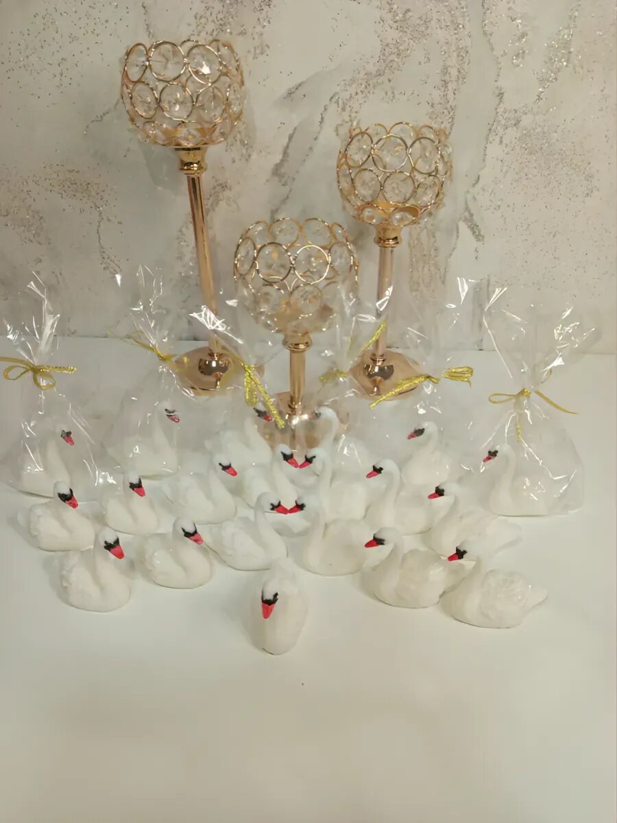 Набор 20 шт бонбоньерки свадебные таросики лебеди