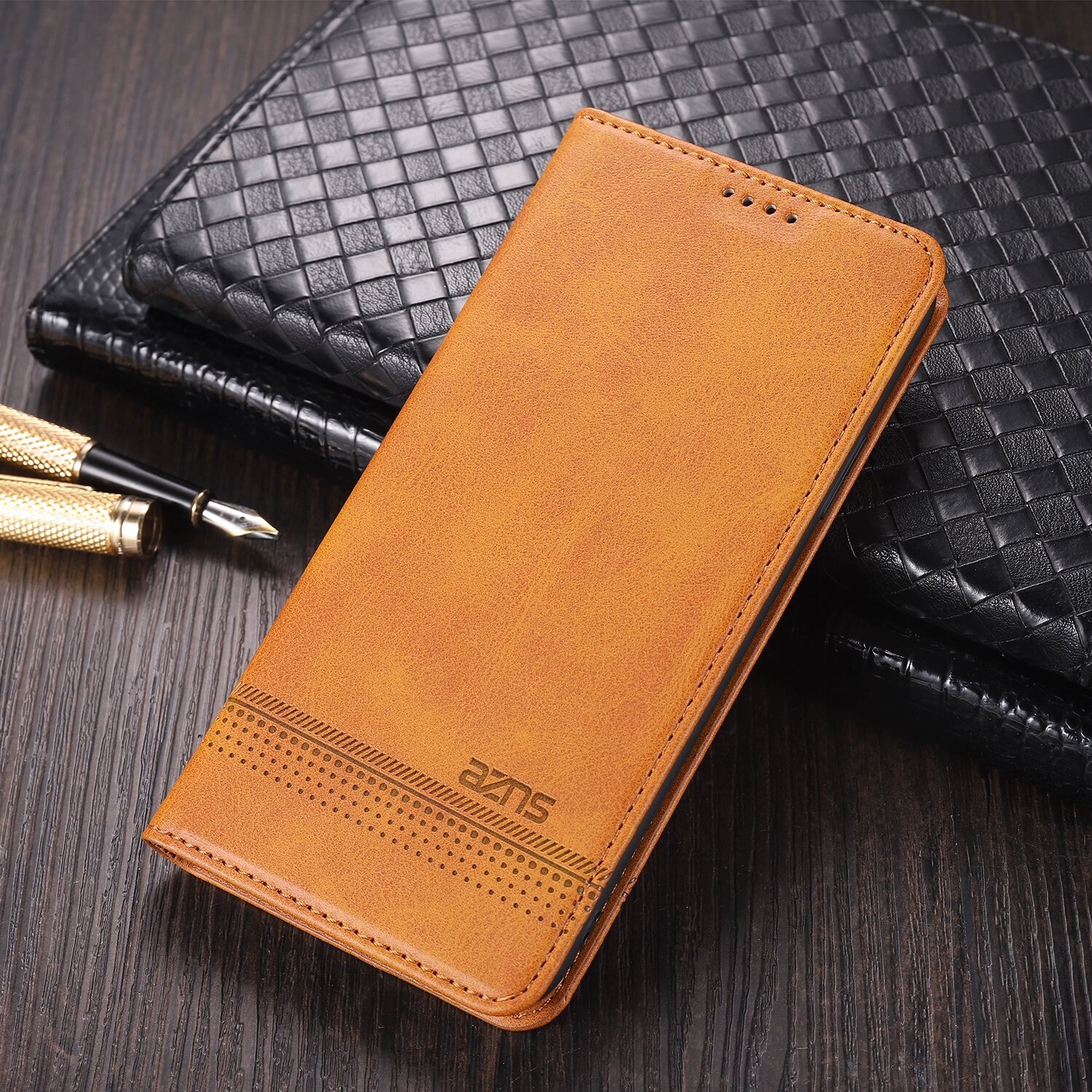 Кожаный чехол-бокс для Huawei P70 в коричневом цвете мокка с магнитной застежкой, полной защитой и ударопрочностью