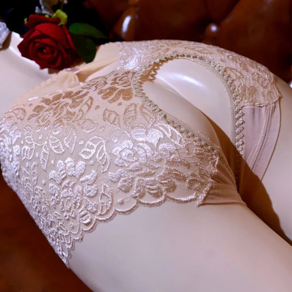 Кружевные женские трусики, плавки бикини, дышащие домашние трусики с вырезами, Белый, XXXL, Skin