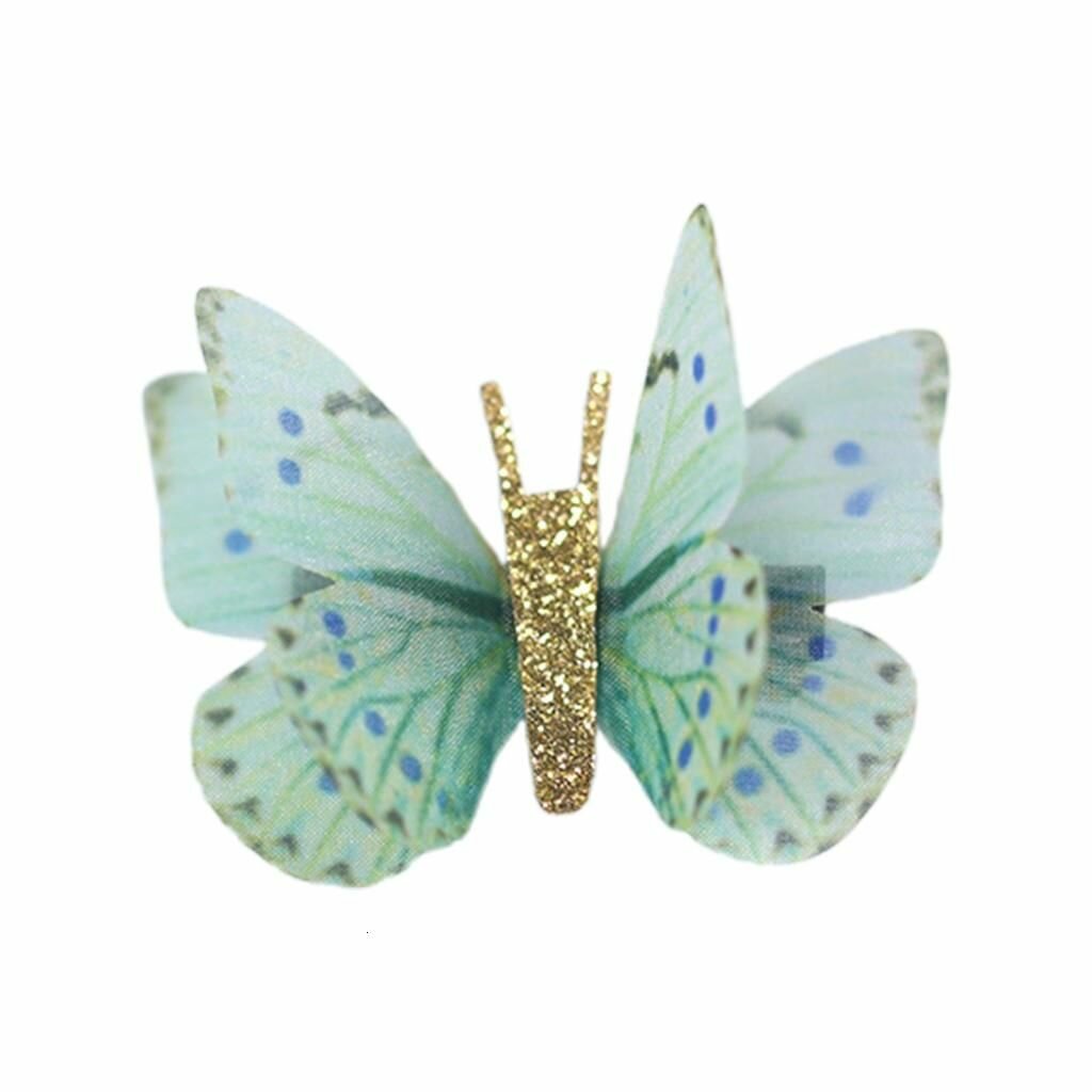Заколка-бабочка из двухслойного фатина с фантазийной имитацией-W3