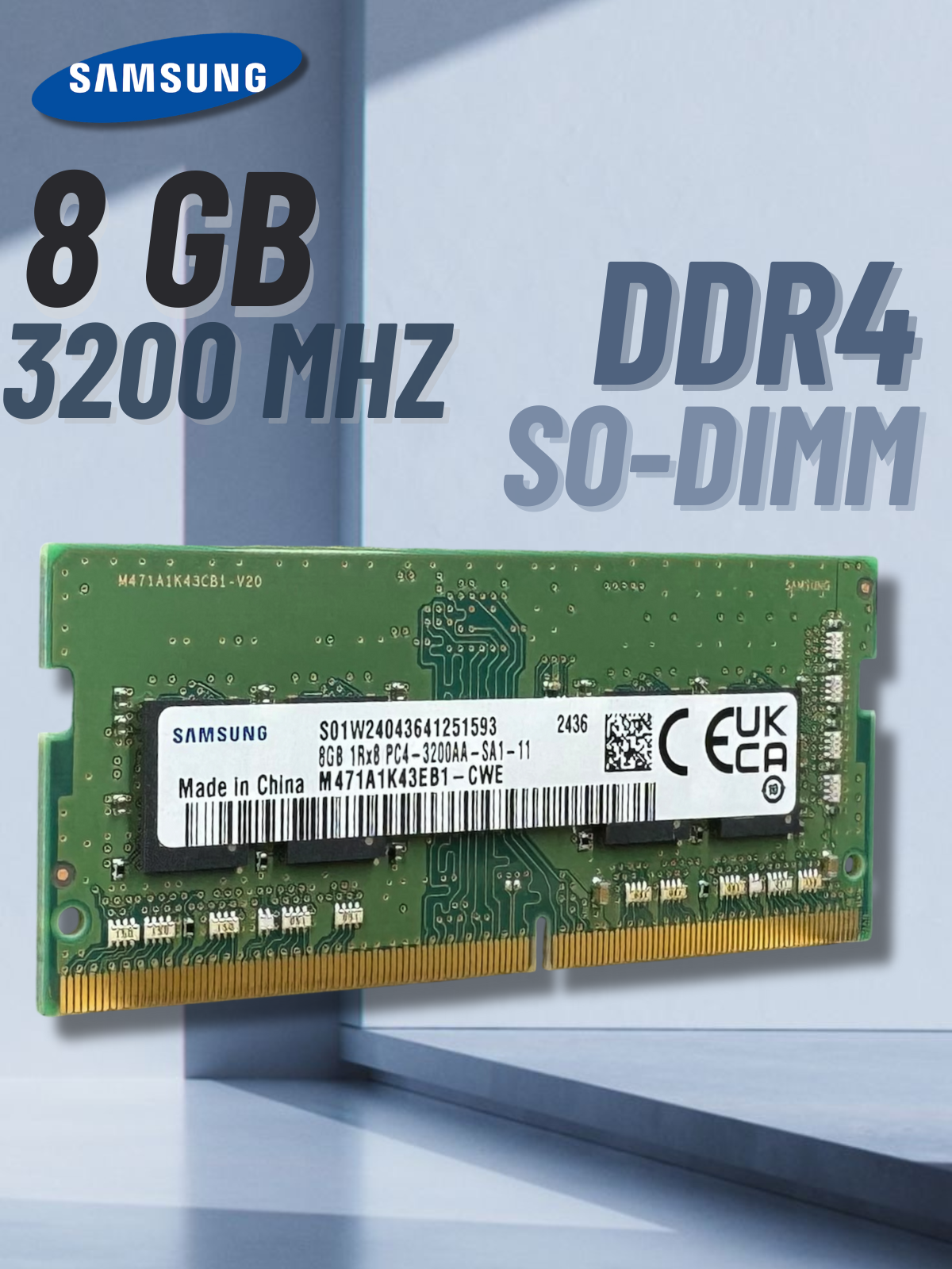 Оперативная память для ноутбука Samsung 8Гб DDR4 3200 МГц SODIMM 1Rx8 M471A1K43DB1-CWE