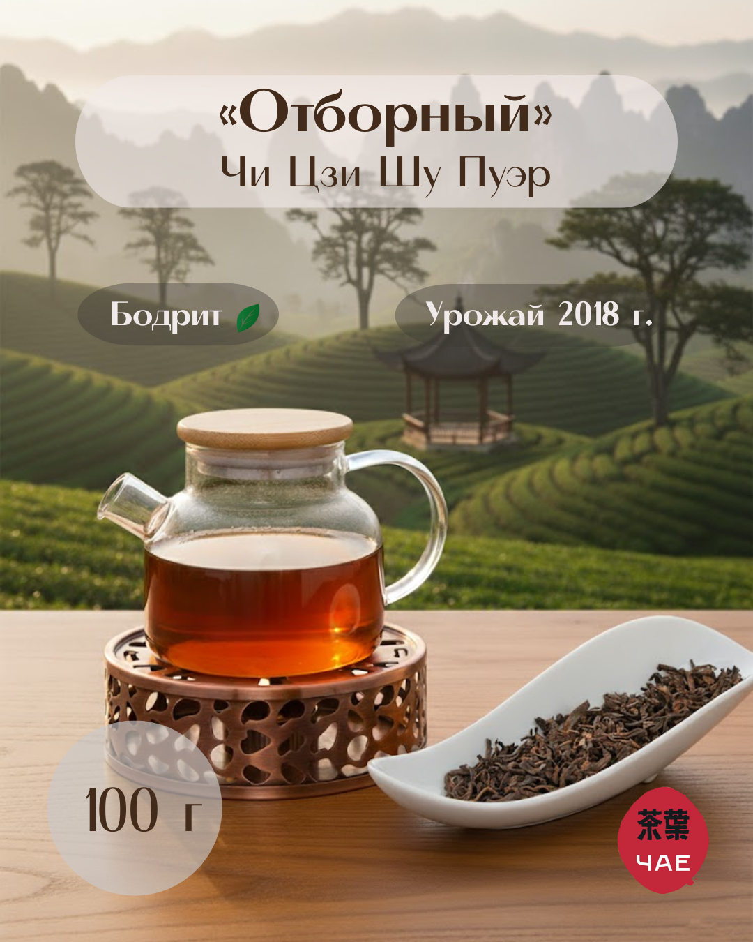 Пуэр ШУ китайский чай рассыпной «Отборный» ЧаЕ, 100 г, черный, выдержанный