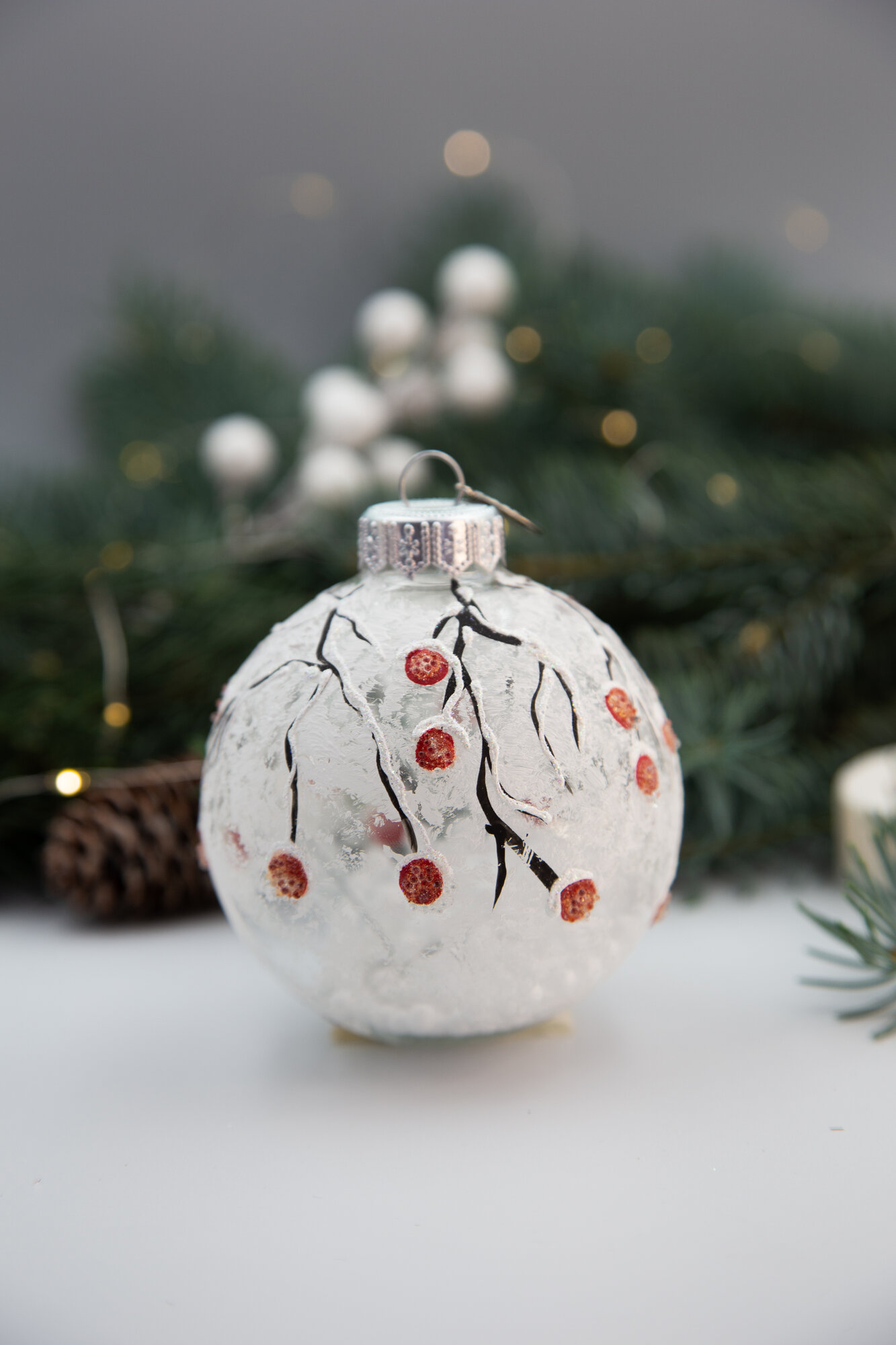 Елочная новогодняя игрушка коломеев Зимняя рябина, 85 мм, в подарочной упаковке