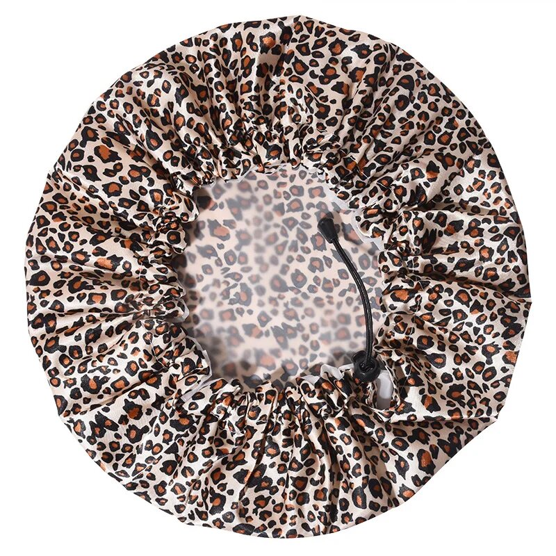 Шапочки для душа Многоразовая водонепроницаемая шапочка для ванны Очень большая двухслойная шапочка для душа с подкладкой PEVA Регулируемая резинка