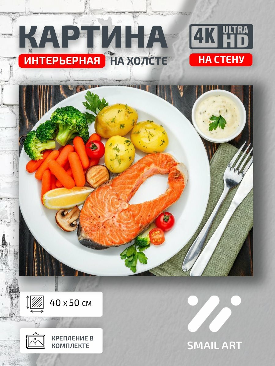 Картина на холсте интерьерная 40 на 50 на стену Ужин Animal для гостиной animal style декор