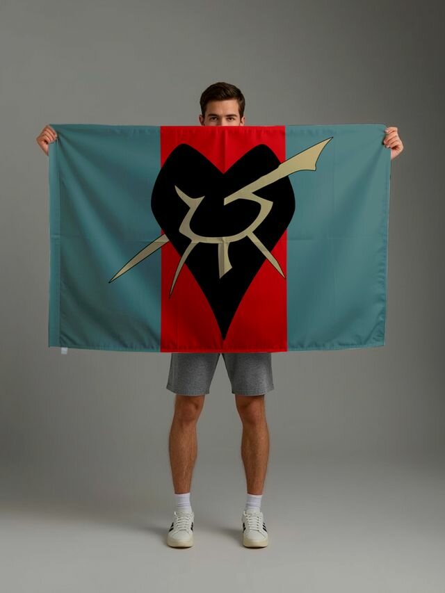 Флаг эльдар Кабал Чёрного сердца Вархаммер Warhammer 40000, 70х105 см на шёлке для ручного древка